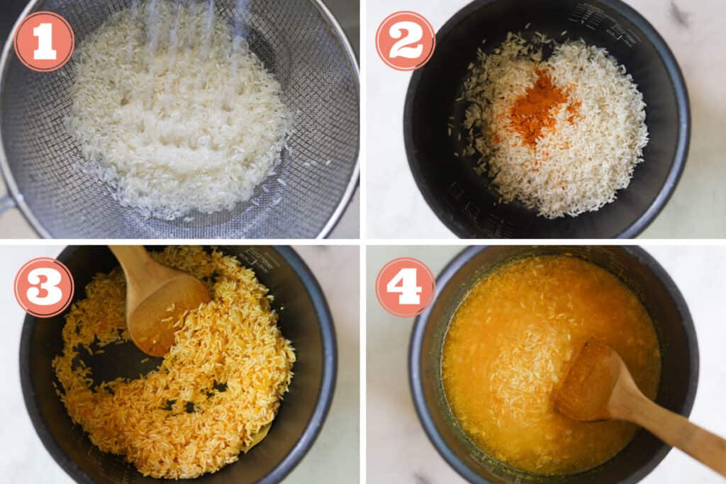 Easy Rice Cooker Turmeric (Yellow) Rice - A Peachy Plate