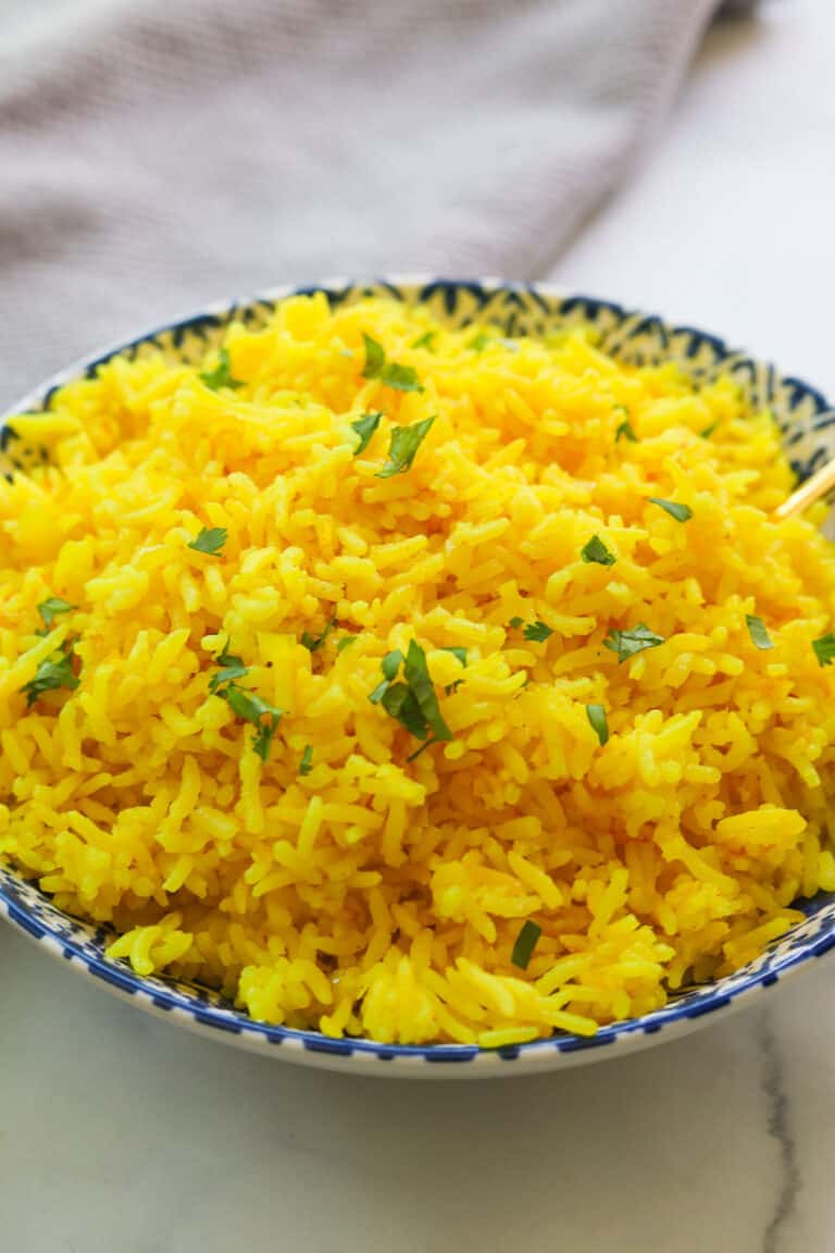 Easy Rice Cooker Turmeric (Yellow) Rice - A Peachy Plate