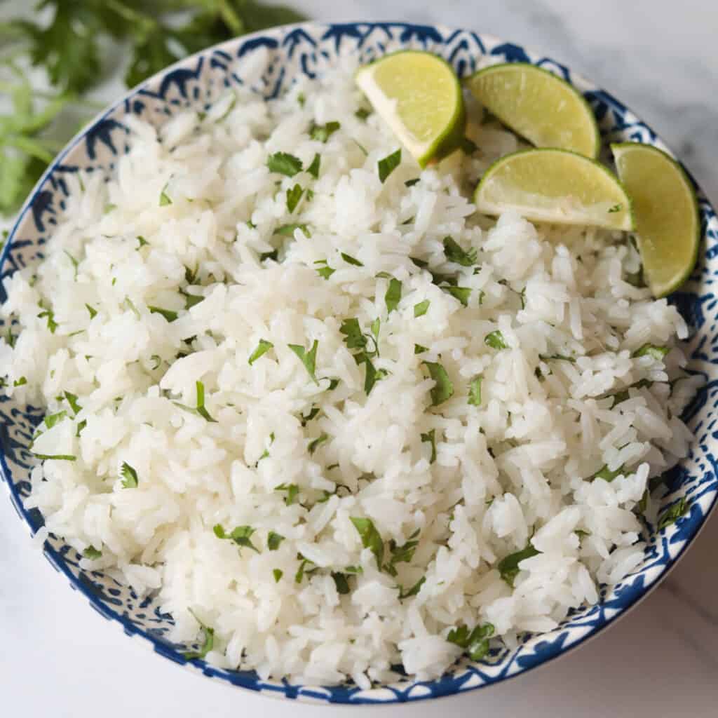 Easy Rice Cooker Cilantro Lime Rice - A Peachy Plate