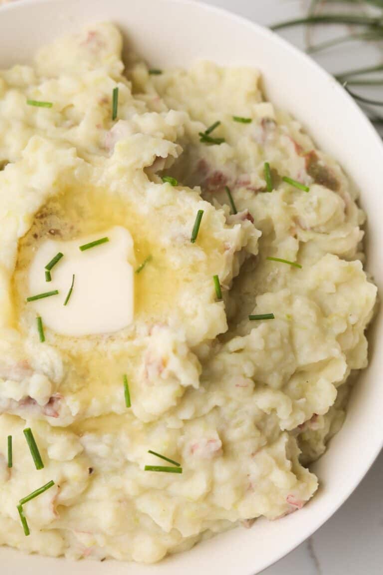 Garlic Mashed Red Potatoes with Skin - A Peachy Plate
