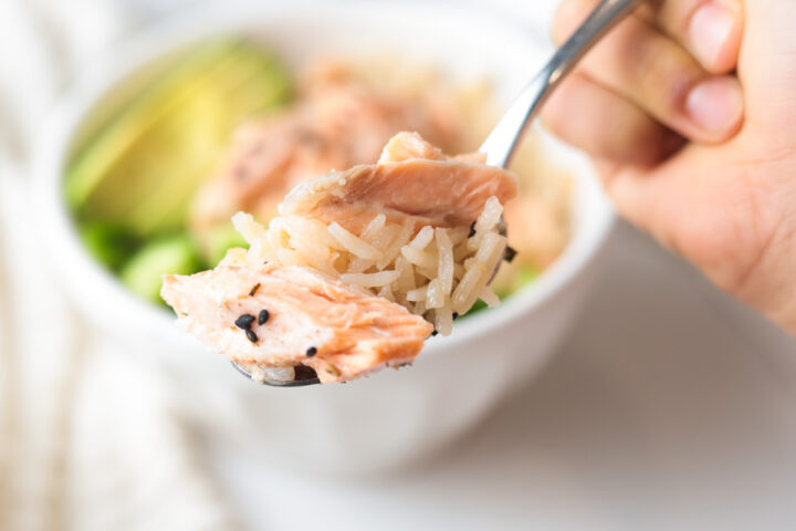 Easy Salmon Rice Cooker-One Pot Recipe - A Peachy Plate