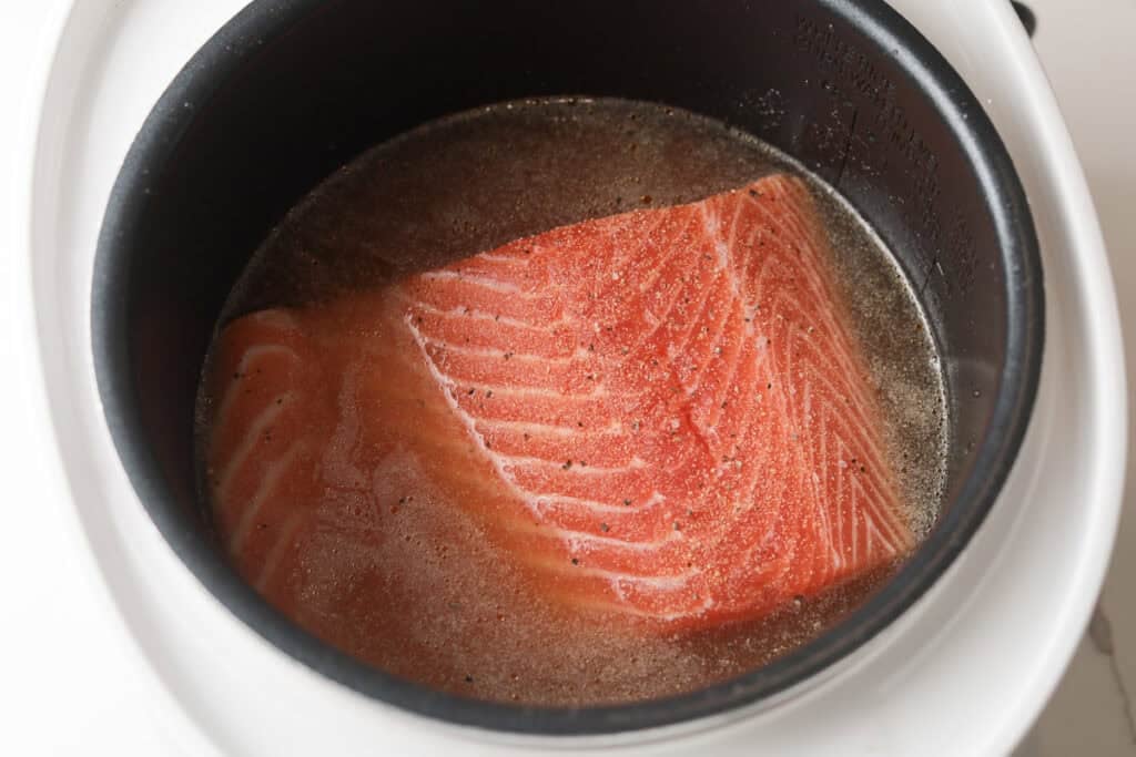 Easy Salmon Rice Cooker-One Pot Recipe - A Peachy Plate
